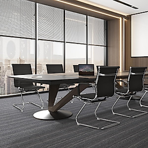 Tangkula Office Guest Chair Set of 6, Heavy Duty Reception Chairs Conference Room Chairs with Protective Arm Sleeves & Sled Base, Modern PU Leather Classic Mid Back Guest Chairs no Wheels