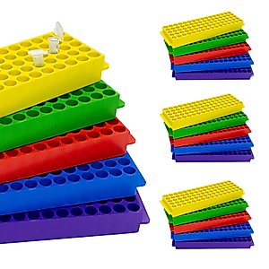 CryoKing 20PCS Microcentrifuge Tube Rack, Vial Racks with 80 Wells, Φ11.4mm Single Panel Centrifugal Pipe Holder for Lab Scientific, Sample Storage (Assorted Colors)