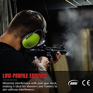 HEARMOR Safety Ear Protection Ear Muffs, Noise Cancelling Earmuffs for Tactical, Shooting Gun Range and Hunting, Fluorescent Green