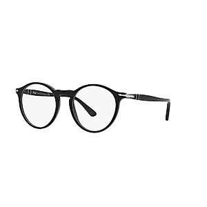 Persol PO3285V Round Prescription Eyewear Frames, Black/Demo Lens, 50 mm