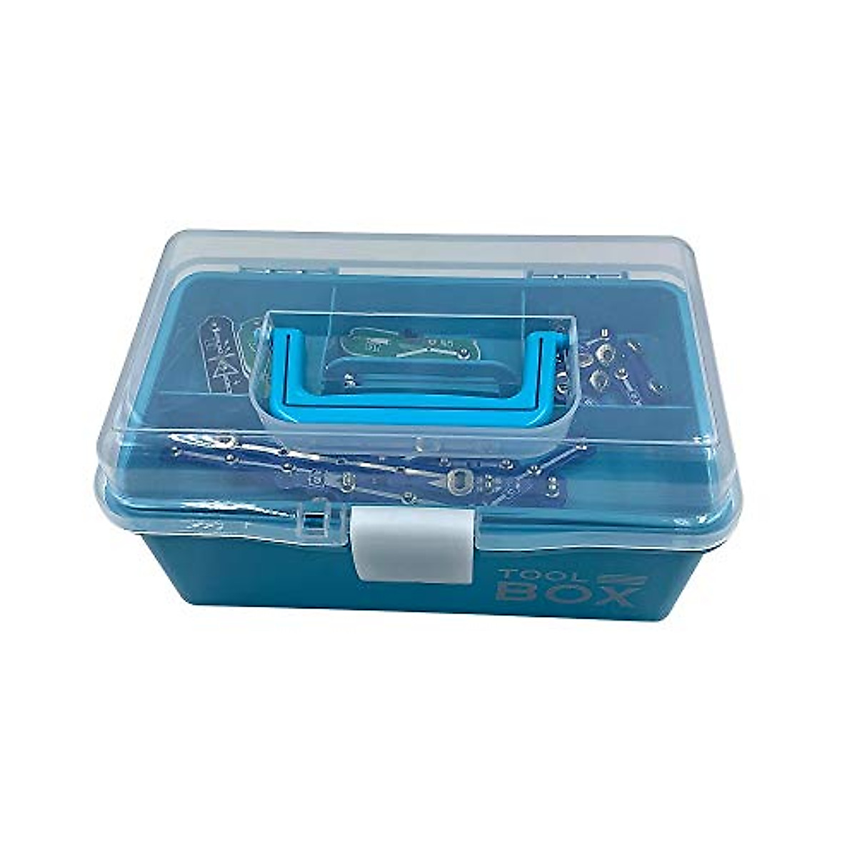 Tool Box Clear Plastic Organizer Box,Multiple Compartment and Application,Bead Letter Board Brand Fishing Tackle Storage Container Etc (213-5C-Blue)