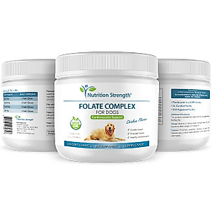 Nutrition Strength Folate for Dogs to Promote Cardiovascular & Prenatal Health, Support DNA Synthesis & Cell Maintenance, Folic Acid for Dogs with Zinc, Biotin, Iron & Vitamin B12, 120 Soft Chews