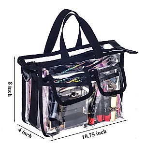 Jula Vance Medium Clear PVC Makeup Artist Set Bag Transparent Cosmetic Storage Bag Travel Make up Kits Organizer MUA Bag Stadium Approved Clear Tote Bag with Removable Shoulder Strap