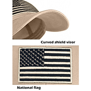 LCZTN 2 Pack American Flag Baseball Cap for Men Women,Low Profile USA Plain Dad Hat (Grey＆Khaki)