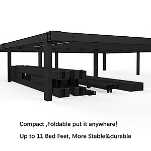 Flolinda Foldable King Bed Frame Metal Platform Bed 10 Minutes Quick Assembly Steel Slats 11 Feet Support No Box Spring Needed 14inch Black