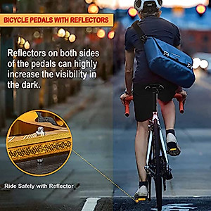 Bike Pedals 9/16 Inch - Bicycle Pedals with Reflectors - 3 Sealed Bearings MTB Pedals Wide Platform Pedals for Mountain Bike, BMX, Road Bike Pedals (Blue)