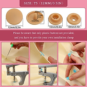 Lyrow 720 T5 Plastic Snap Buttons for Sewing and Crafting No Sew Snaps Fabric Bib Snaps Colorful Buttons Starter Fasteners for Clothing Bibs Diapers Doll Crafts, 36 Colors