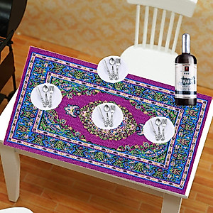 G0lden&Mang0 22Pcs Dollhouse Furniture Set, 112 Dollhouse Decoration 1Pc Wooden Dining Table and 4Pcs Chair, 1Pc Mini Carpet Turkey Rugs, 4Pcs Plates and 12Pcs Knives Forks Spoons for Kids Gift