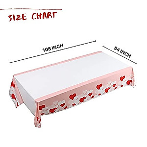 Winoo Design Valentines Tablecloth Disposable - 1PK - Valentines Day Tablecloth Rectangle 54x108 Inches Valentines Day Table Cloth Table Cover Valentine's DAR Party Decorations Party Supplies