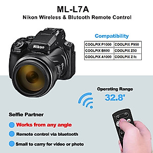 for Nikon Remote Shutter Release, Camera Remote for Nikon COOLPIX P950 P1000 Z50 B600 A1000 Z30 Z6 II Z7 II Zfc Z fc, Replaces Nikon ML-L7