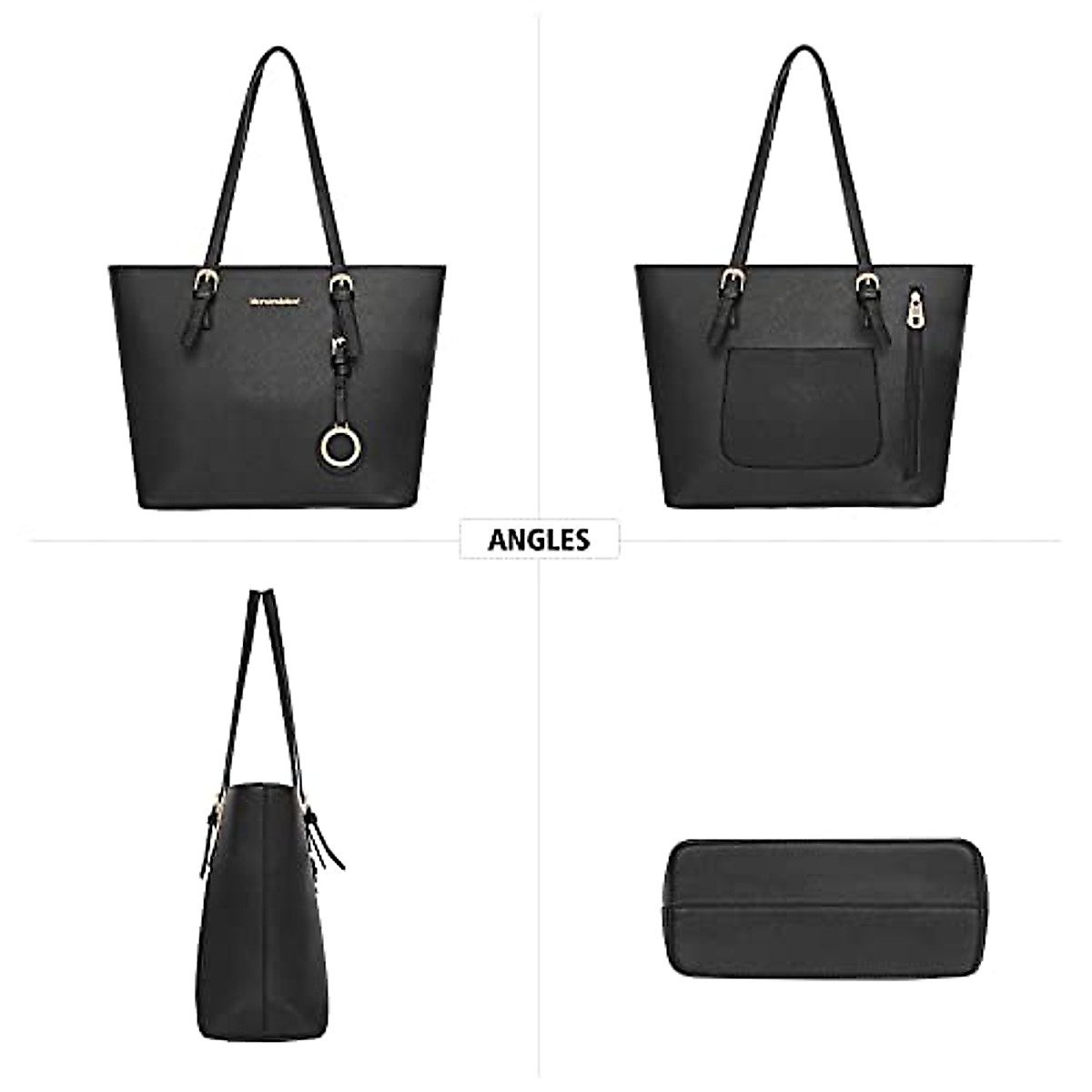 Montana West Tote Handbags for Women Vegan Leather Shoulder Bag Large and Medium 2PCS Purses Set B2B-MWC2-G030BK