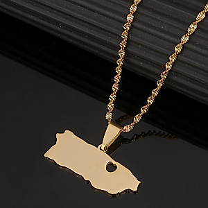 Stainless Steel Puerto Rico Map Pendant Necklaces Puerto Ricans Map Jewelry