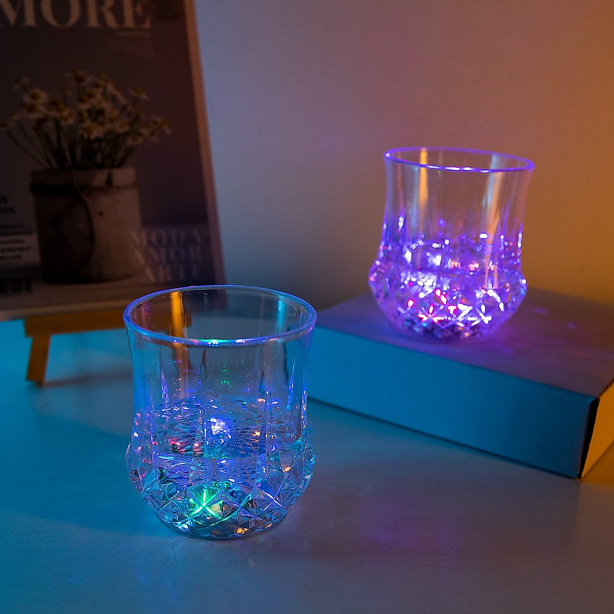 2 Packs Flash Light Up Cups Liquid Activated Multicolor LED Glasses Fun Light Up Drinking Shot Glasses,Glowing Wine Glasses Led Flashing Cups,Favors Adults Shot Cups for Party,Bar,Disco