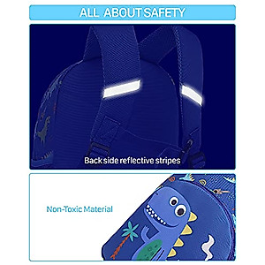 Bagseri Toddler Backpack, Dinosaur Backpack for Boys, Lightweight Kids Backpack Daycare Bag Preschool Backpack, 12 Inch (Cute Dinosaur, Blue)