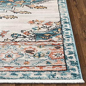 Well Woven Indira Manor Vintage Bohemian Medallion Oriental Blue 8x10 (7'10" X 9'10") Area Rug