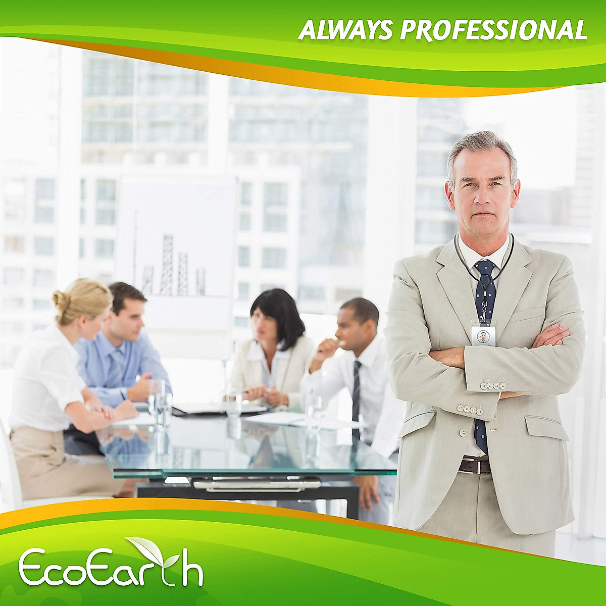 EcoEarth Vertical No Zipper ID Name Badge Holder with Soft Edge (Clear, 2.25x3.5 Inch, Bulk 100 Pack), Quick Loading Plastic Card Pouch, Nametag Sleeves