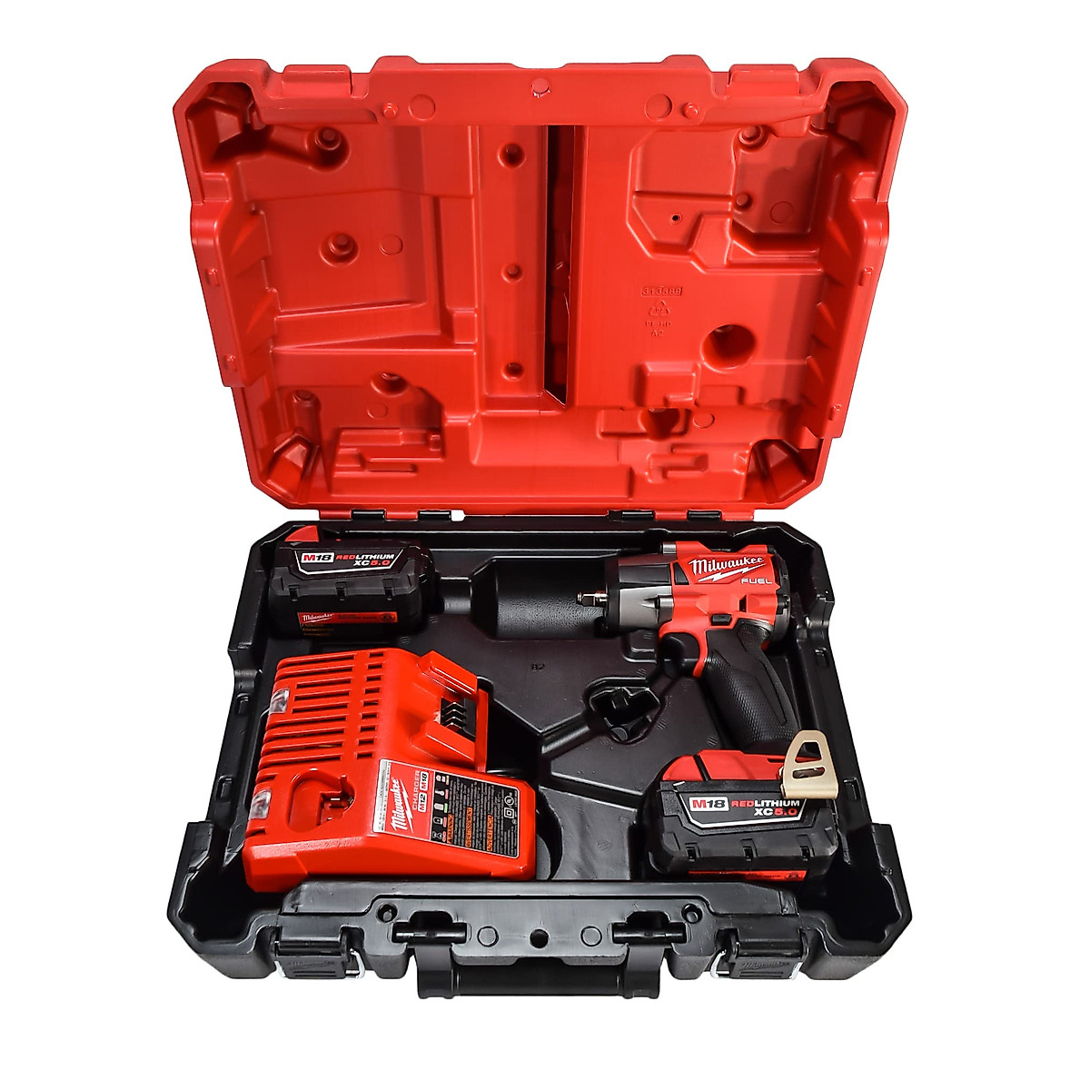 Milwaukee M18 18V Fuel 3/8" Mid-Torque Impact Wrench Kit Cordless Lithium-Ion Brushless 2960-22 with (2) 5Ah XC Batteries, Charger & Carrying Tool Case
