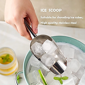 Metal Ice Scoop 6 Oz，Kitchen Ice Scooper for Ice Maker, Small Food Scoops for Bar Party Wedding Pet Dog Food, Stainless Steel Silver