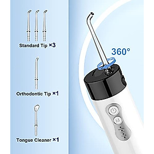 Water Dental Flosser Portable Cordless for Teeth - YaFex Water Teeth Pick Cleaner Rechargeable Dental Oral Irrigator with DIY Mode, 5 Jets, Travel Case (Black)
