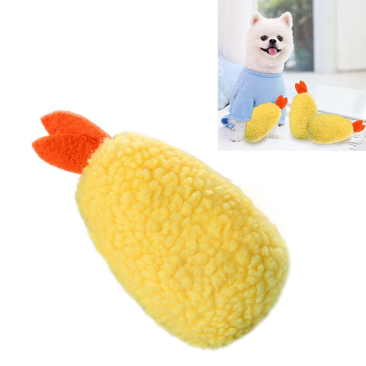 HUONIU Interactive Plush Dog Toy with Sound - Shrimp Shaped, Tough Chew Toy for Small to Medium Dogs, Ideal for Play and Dental Health