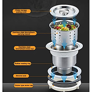 Large Single Bowl Sink Commercial Kitchen Washing Sink Free Standing Restaurant Sink Station Industrial Garage Sink w/Workbench & Storage Shelves (100cm/39.3in,Package A)