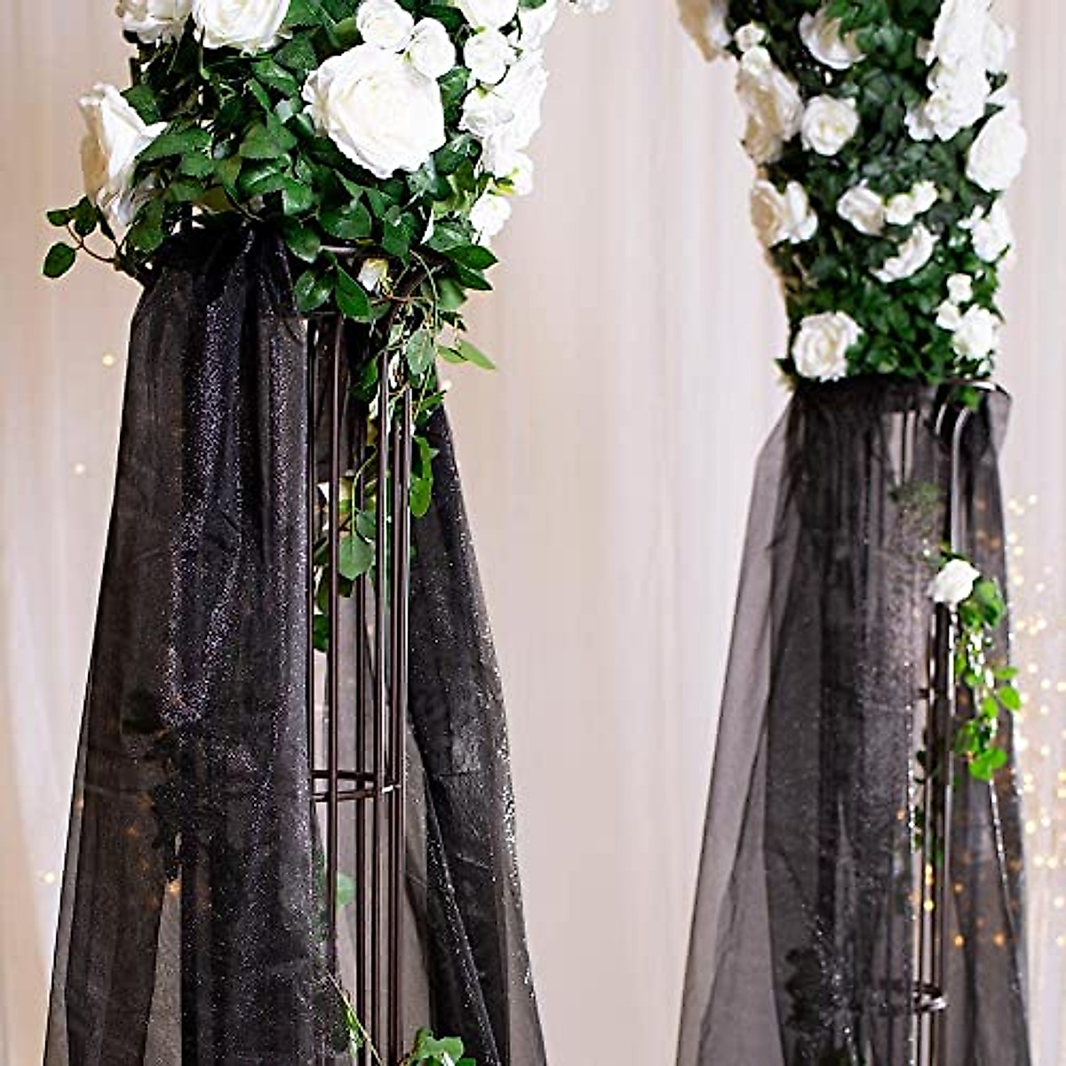 TCDesignerProducts Black Glitter Tulle Wedding Decorating Fabric, 54 Inches x 40 Yards