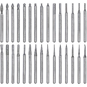 KEWAYO Diamond Drill Bit Set, Glass Gemstone Metal with 2.35mm Bur Shank for Jewelry,Glass,Stone,Ceramic,Gemstones Lapidary Pack of 30