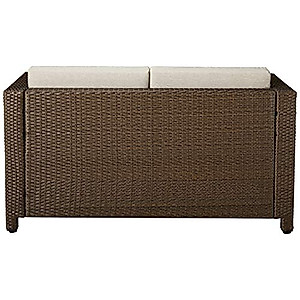 Christopher Knight Home Puerta Outdoor Wicker Loveseat with Cushions, Brown / Ceramic Grey Cushions