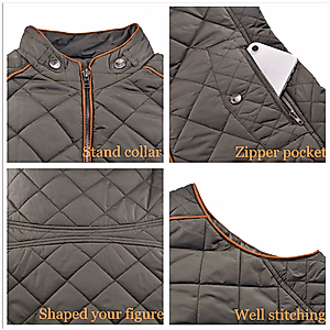 Anienaya Women's Lightweight Quilted Jacket Stand Collar Zip Warm Winter Coat Outwear w 2 Pockets