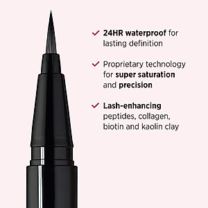 IT Cosmetics Superhero Liquid Eyeliner Pen, Black - 24-Hour Waterproof Formula Won’t Smudge or Fade - With Peptides, Collagen, Biotin & Kaolin Clay - 0.03 fl oz