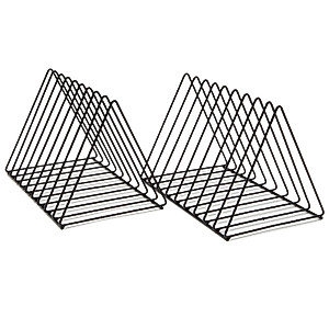 Okuna Outpost 2-Pack File Folder Organizer for Desk - Triangle Holder for Magazines and Notebooks (Black)