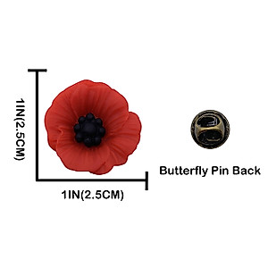 XGALBLA Poppy Brooch Veretrans Gifts Lest We Forget Resin Poppy Lapel Flower Pin for Women Flowers Broaches(4 PCS)