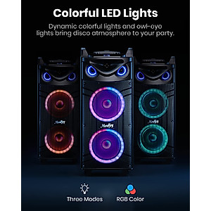 Moukey Karaoke Machine, Double 10" Woofer PA System for Party, Portable Bluetooth Speaker with 2 Wireless Microphone, Disco Lights and Echo/Treble/Bass Adjustment, Support TWS/REC/AUX/MP3/USB/TF/FM