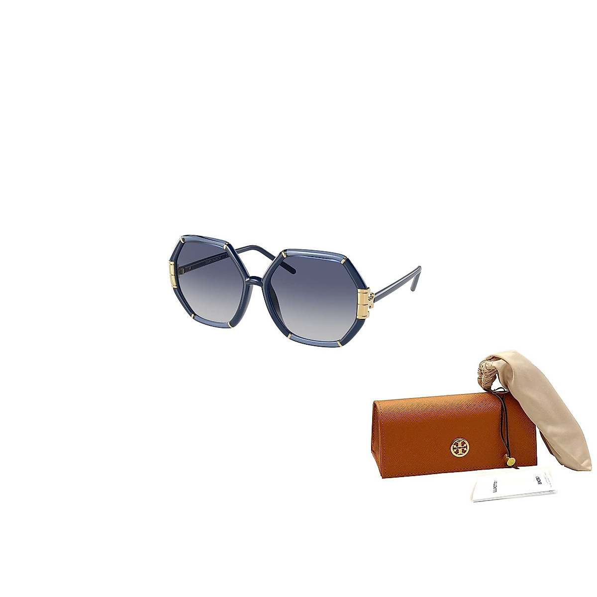Tory Burch TY9072U 19044L 58MM Transparent Navy/Navy/Grey Blue Gradient Square Sunglasses for Women + BUNDLE With Designer iWear Eyewear Kit
