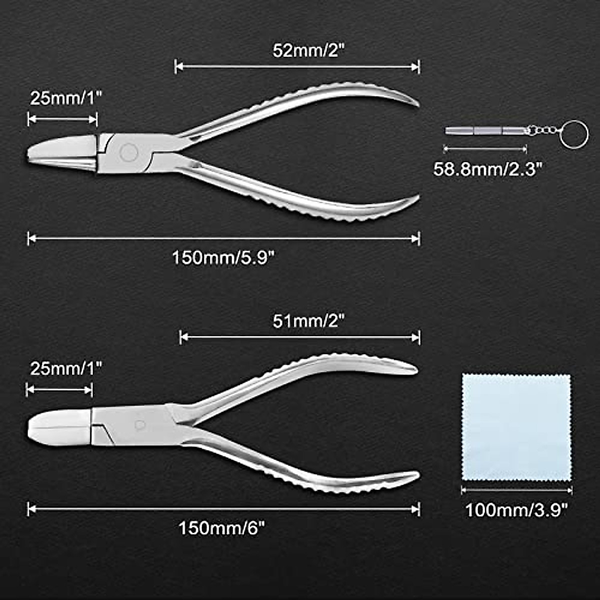 SPEEDWOX Eyeglasses Frame Pliers 6 Inches Round Nose Nylon Jaw and Flat Nose Adjusting Eyeglass Arms Frame Plier 2 Pieces Set Glasses Repair Assembling Tools Glasses Nose Pads Arm Pliers
