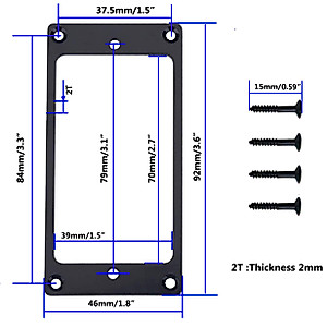 2PCS ShareGoo Metal Flat Humbucker Cover Electric Guitar Pickup Frame Mounting Ring with Screws (Black)