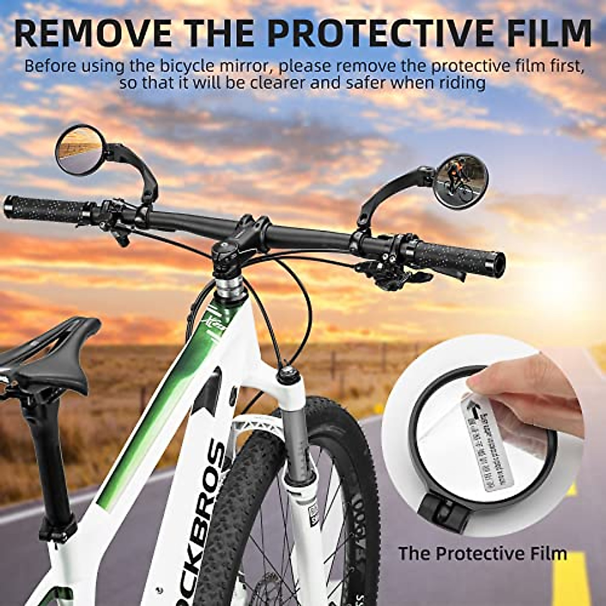 ROCKBROS Bike Mirror Handlebar Mount Bicycle Rear View Mirror Adjustable Rotatable Safety Bike Accessories Bike Mirrors for Mountain MTB Road E-bike