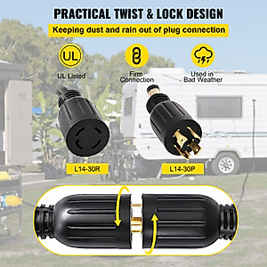 Vevor Generator Extension Cord, Black