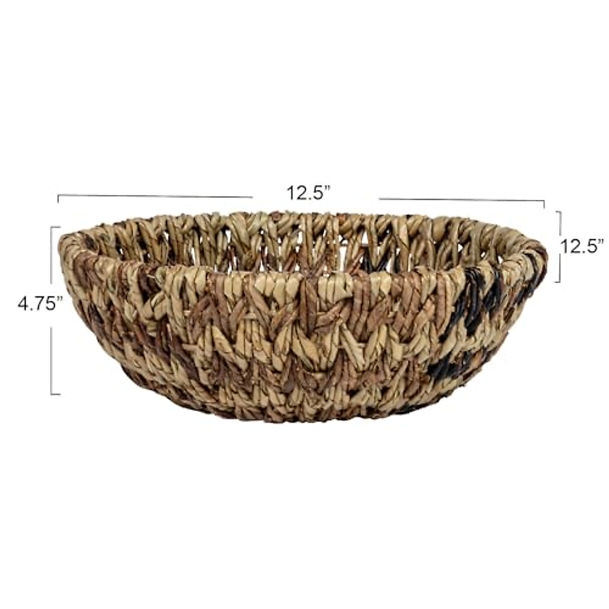 Bloomingville Small Woven Buri and Banana Fiber Organizer Decor for Storage, Natural and Brown Basket