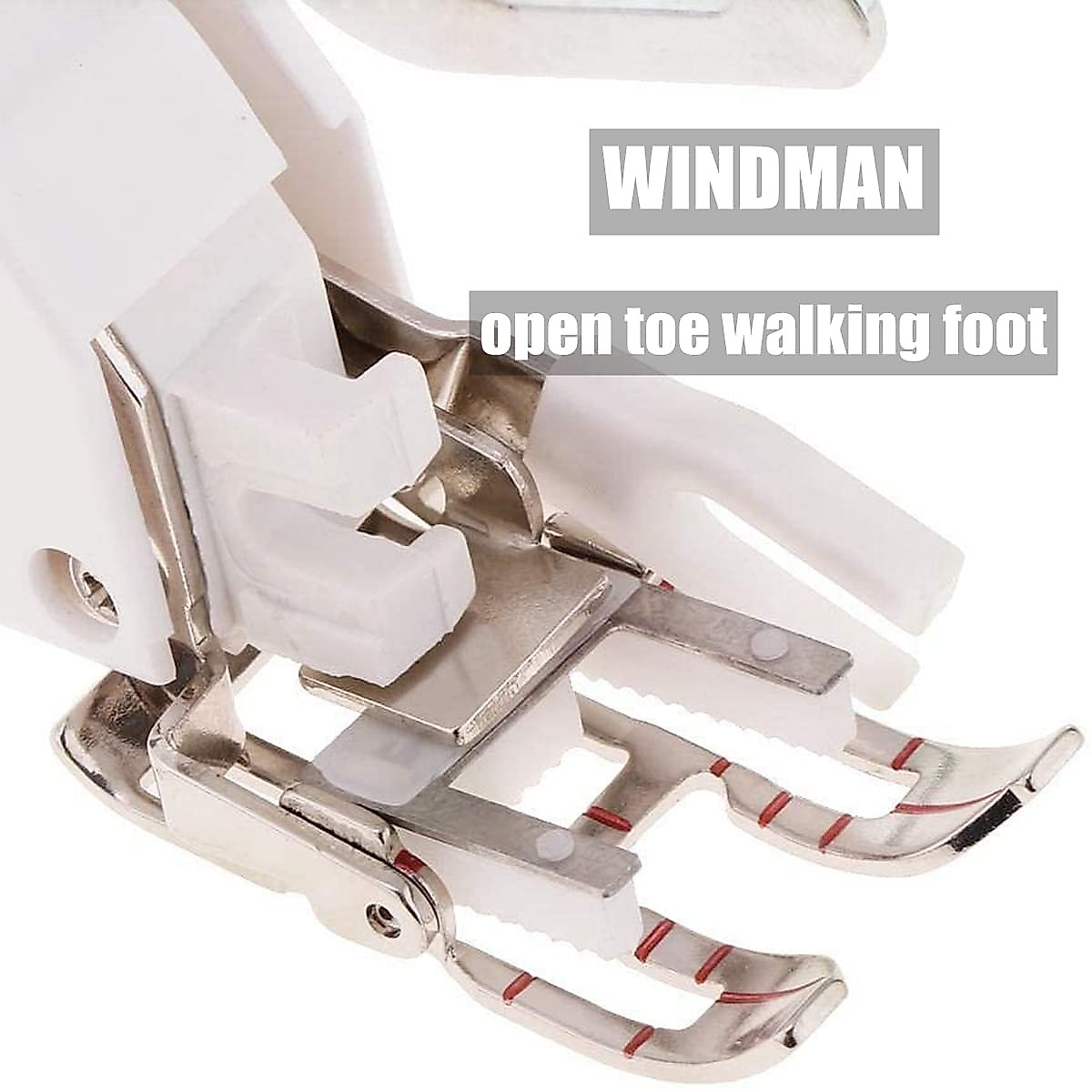 Windman Open Toe Walking Foot W/Guide for Quilting and Sewing Stitch Through Multiple Layers for Brother Singer Janome Sewing Machines