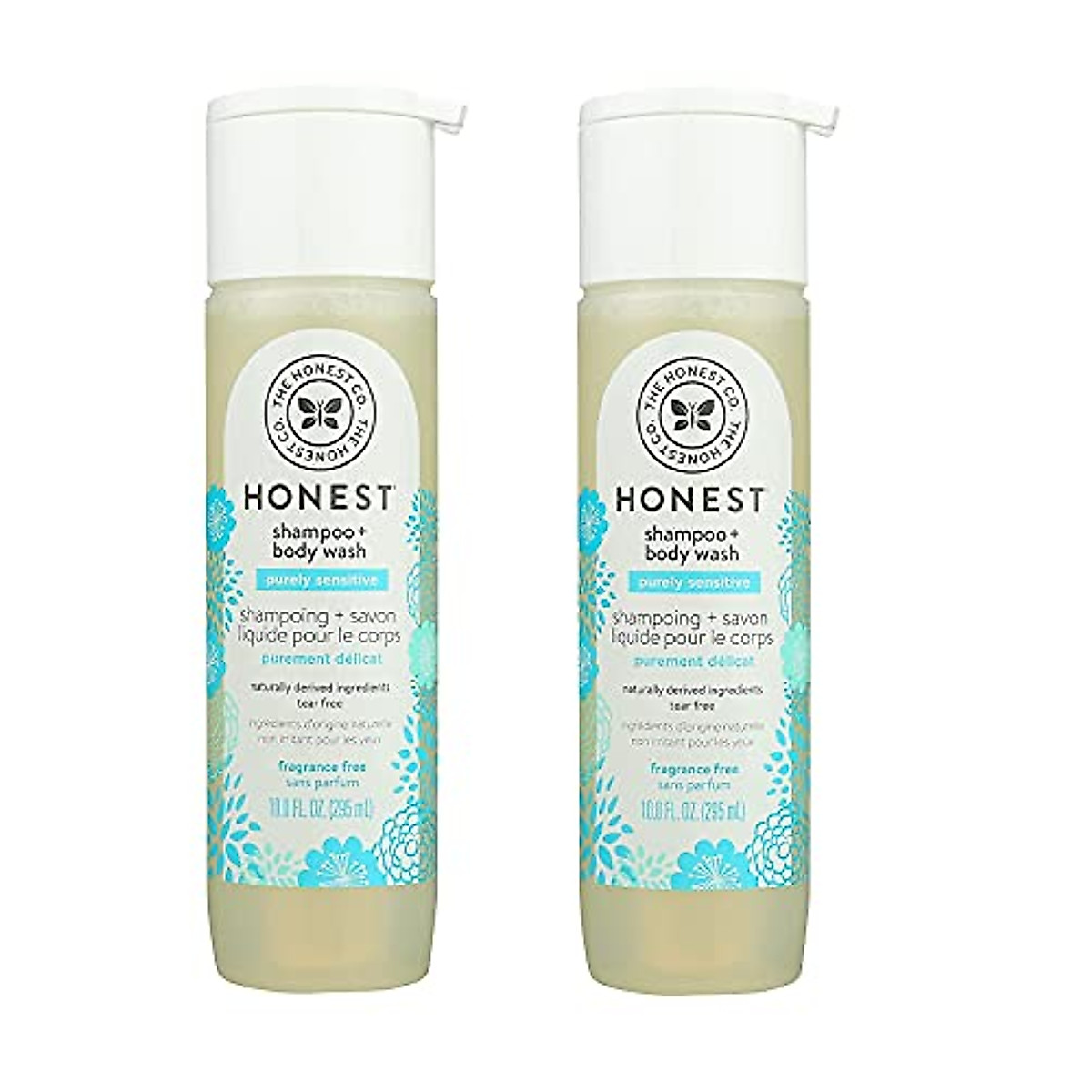 HONEST Purely Simple Fragrance-Free Shampoo + Body Wash | Tear-Free Baby Shampoo with Naturally Derived Ingredients | Sulfate- & Paraben-Free Baby Bath | 10 Fl Oz (Pack of 2)