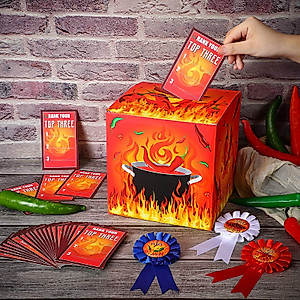 Tenceur Chili Cook off Contest Ballot Box with 50 Pcs Voting Cards and 3 Pcs Trophy Award Ribbons for Chili Cook off Game Award Prizes Party Supplies Decorations Cook Chef, Assembly Needed