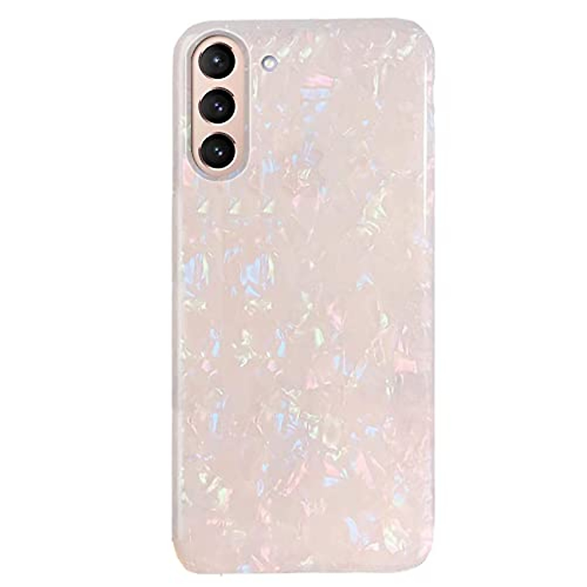 J.west Galaxy S21 Case 5G 6.2-inch, Luxury Sparkle Glitter Translucent Clear Opal Pearly Thinfoil Design Shiny Graphic Print Soft Silicone Cover for Women Girls Slim TPU Protective Phone Case Colorful