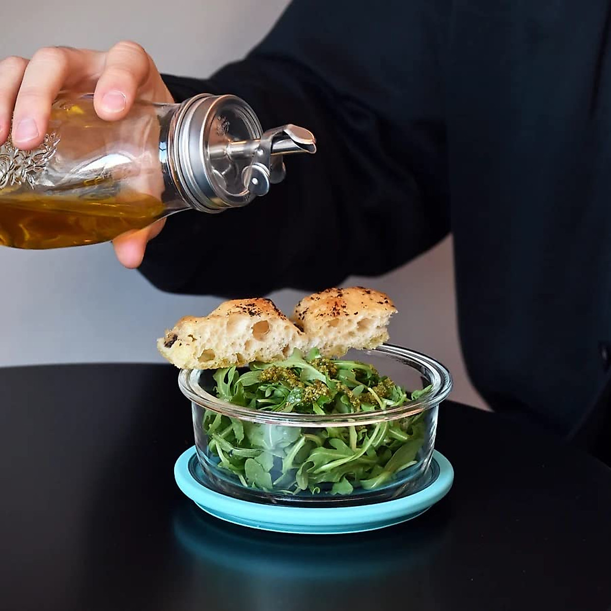 Bormioli Rocco Frigoverre Future Set Of 2 17.25 oz. Round Food Storage Container, Made From Durable Glass, Dishwasher Safe, Made In Italy, 2 Pack.