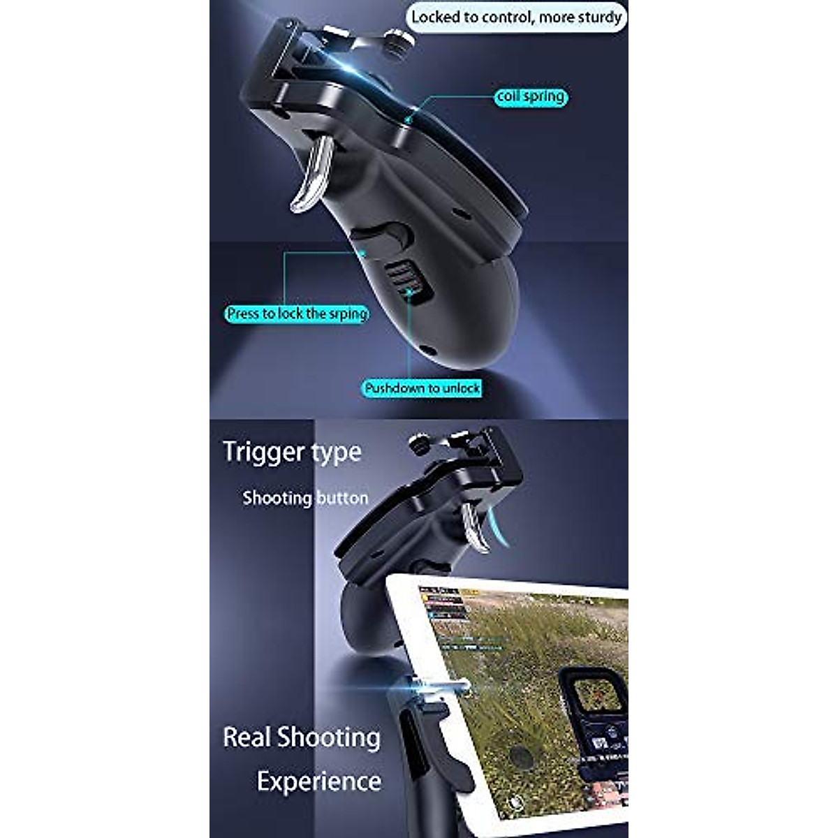 Ytuomzi Mobile Game Controller for iPad/Tablets, Sensitive Shoot Aim Gamepad Trigger for PUBG/Knives Out, Handgrip for Tablet & Smartphones
