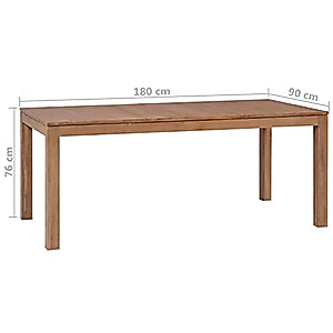 GOLINPEILO Solid Wooden Dining Table, Kitchen Solid Teak Wood with Natural Finish 70.9"x35.4"x29.9" -AA