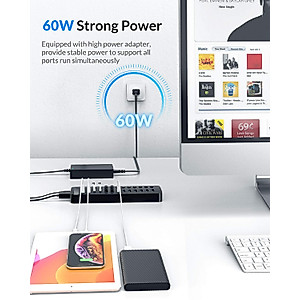 ORICO Powered USB Hub, 13 Ports 60W USB 3.0 Data Hub with BC1.2 Charging, Individual On/Off Switches and 12V/4A Power Adapter for Desktop Computer, PC, iMac, Mobile HDD, Flash Drive