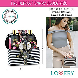 Valentines Day Home Spa Gift Basket, 8pc Bath & Body Set For Women and Men, Fresh Peony Scent - Contains Shower Gel, Bubble Bath, Lotion, Bath Salt, Body Scrub, Bath Soap, Back Scrubber & Cosmetic Bag