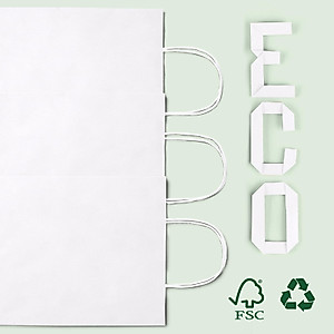 MESHA White Paper Bags whit Handles 10x5x13 Inch 50PC, Large Kraft Paper Bags Bulk for Small Business, Large Gift Wrap Bags with Handles, Shopping Bags, Party Bags