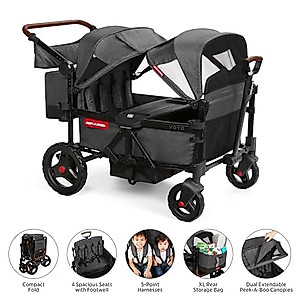 Radio Flyer Voya Stroller Wagon, 4 Seater Wagon Stroller for Kids with Low Sides, Baby Stroller Wagon, Quad Stroller